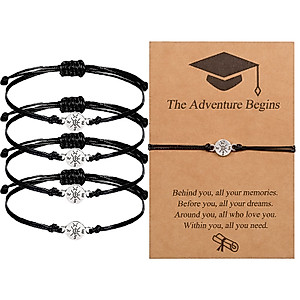 GBTBYS 5PCS Graduation Bracelet Gifts for Her Him, 2024 The Adventure Begins, Graduate Compass College High School Inspirational Gifts for Women