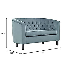 Modway EEI-2615 Prospect Velvet Upholstered Contemporary Modern Loveseat In Sea Blue