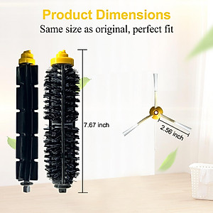 Replacement Brushes Parts Compatible with iRobot Roomba 600 & 700 Series 614 630 635 640 645 650 660 675 680 690 695 760 770 780 Robot Vacuum Cleaner, 2 Sets Bristle & Beater Brush + 2 Side Brush