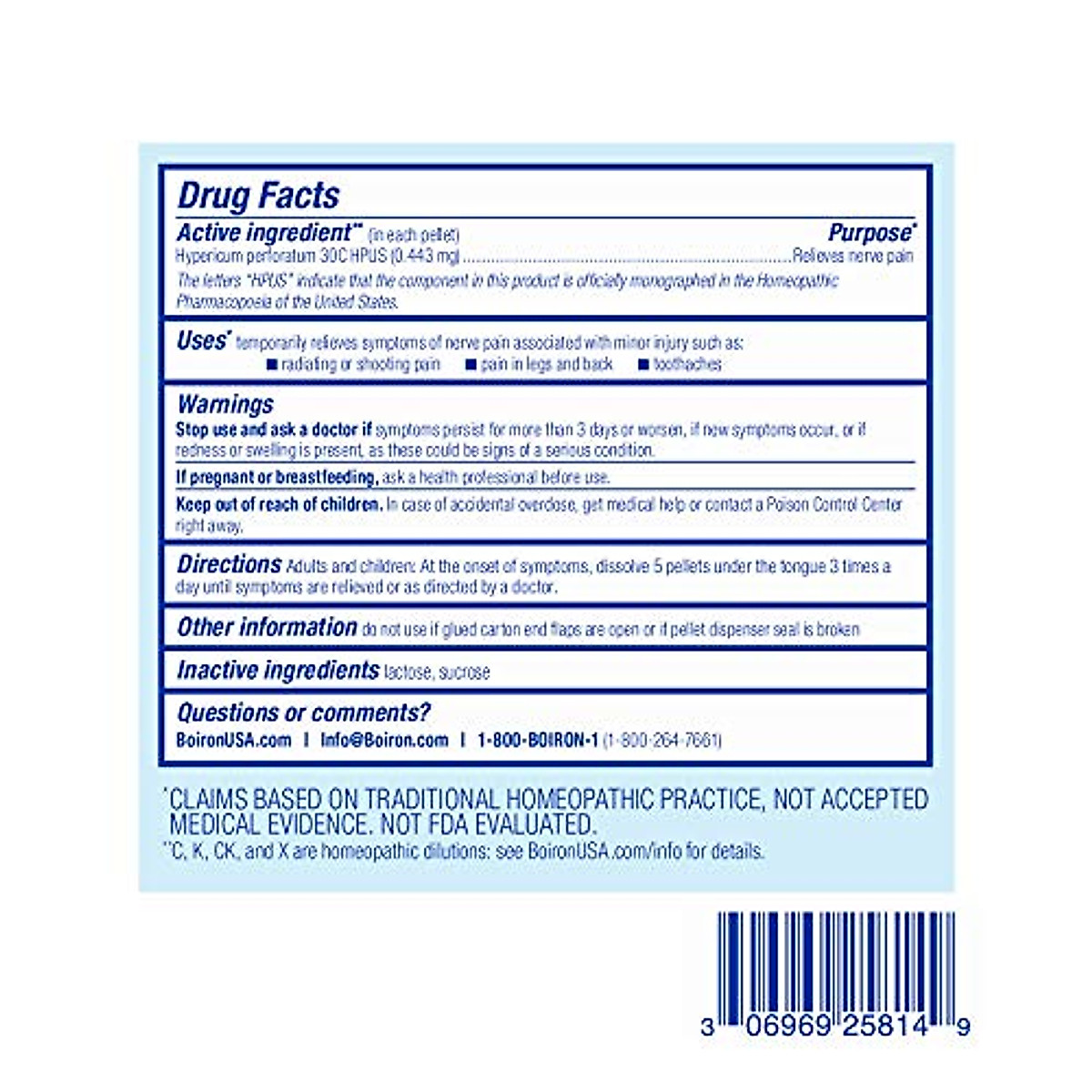 Boiron Hypericum Perforatum 30C Homeopathic Medicine for Relief from Nerve Pain, Toothaches, Pain in Legs or Back, and Shooting Pains - 3 Count (240 Pellets)