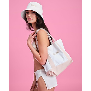 xo, Fetti Bachelorette Party Embroidered White Bride Bucket Hat | Bach Party Decorations, Beige Bride to Be Accessory, Neutral Bridesmaid Favors, Bridal Shower Supplies