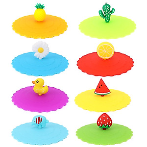 8 Pcs Silicone Cup Lids Mug Cover Colorful Anti-dust Coffee Cup Mug Covers Cute Silicone Mug Lid Cover for Cups Mugs Outdoors and Indoors(Style 1）