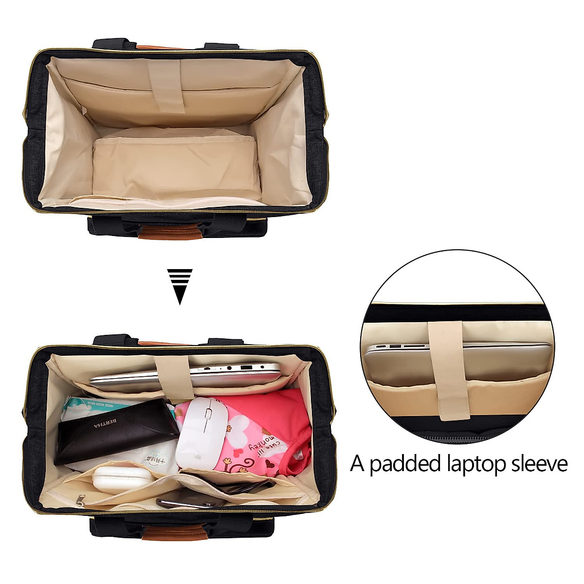 Teamoy Breast Pump Bag Compatible with Spectra S1,S2, Medela and Cooler Bag, Convertible Breast Pump Tote and Backpack with Laptop Sleeve for Working Moms, Black