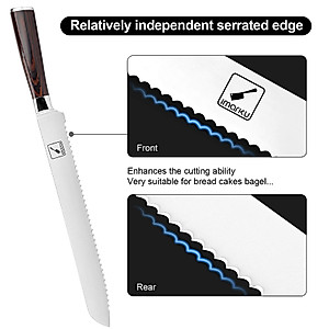lmarku Bread Knife and Cleaver Knife Bread Slicing Knife 10-Inch Serrated Edge Cake Knife Meat Cleaver 7" High Carbon Steel Chef Knife