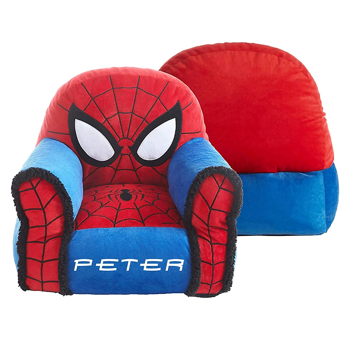 Customized Spider Sherpa Lined Kids Chair| Man| Superhero Spidey Plush Memory Foam Chair| Personalize with Name