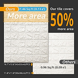 Art3d 3D Peel and Stick Foam Brick Wall Panels, White, 44 Square Feet, 30 Pcs