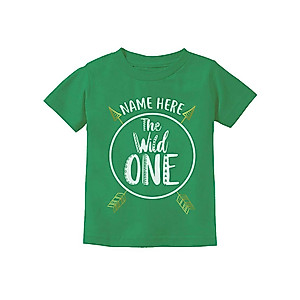 Personalized Wild One Birthday Outfit Boy Girl 1 Year Old Infant Kids T-Shirt 12M Green