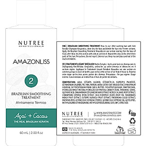 Amazonliss Keratin Hair Treatment Set 2.03 Fl Oz - Natural Ingredients ACAI, Smooths, Softens, Moisturizes, Adds Shine, Reduces Frizz. Packaging may vary