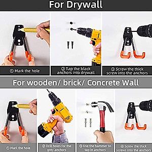 TORACK Garage Hooks Heavy Duty, 15 Pack Wall Mount Steel Utility Hooks&Hangers, Anti-Slip Rubber Coated, Garage Storage Organizer for Garden Tools, Power Tools, Ladders, Brooms, Bikes, Bulk Items