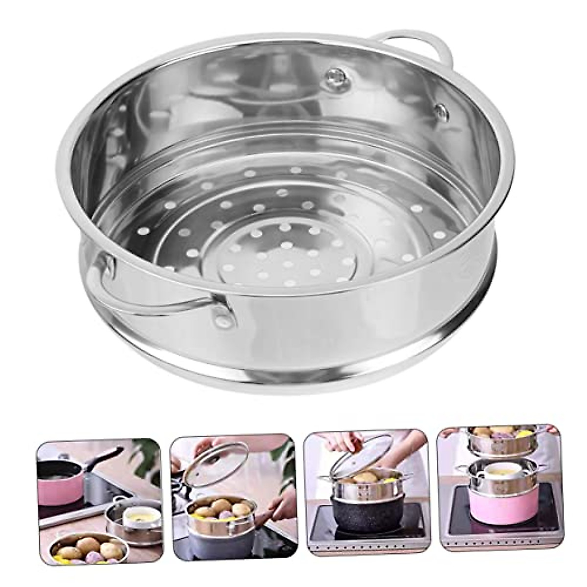 GOOHOCHY stainless steel steamer bun steamer stainless steel wok stainless cookware metal steamer basket rice cooker rack seafood steam Basket Steaming Tool Buns Steamer Kitchen Tool tray