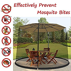 NC Umbrella Screen 10ft Patio Umbrella Mosquito Nets with Double Zipper Door Adjustable Top Drawstring Outdoor Umbrella Table Screen Fits FT Umbrella Bug Screen for Garden(Black)