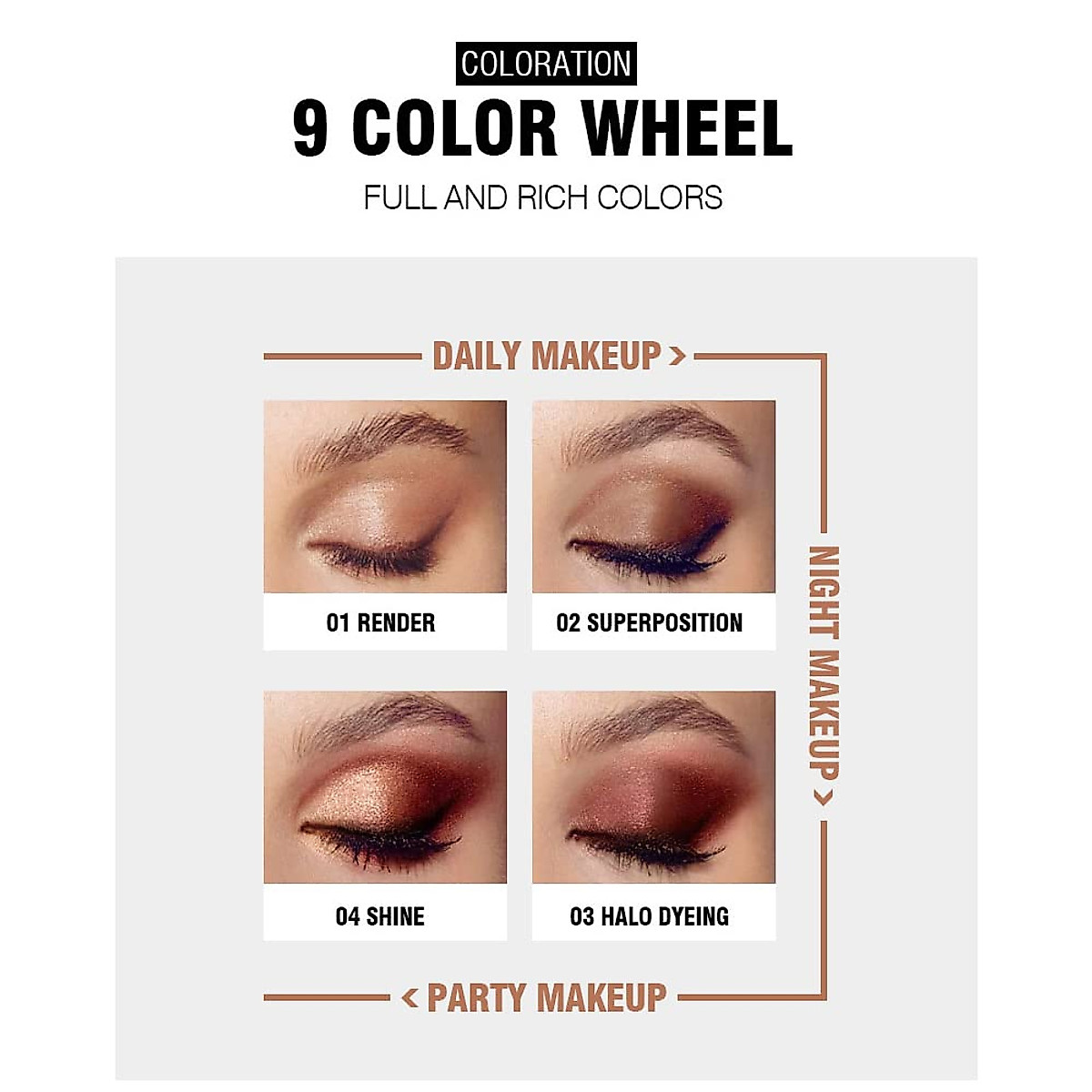 Quxun 9Colorful Eyeshadow Palette High Pigmented Makeup Palette Matte And Shimmer Glitter Eyeshadow Waterproof Long Lasting Eye Shadow Palette #3