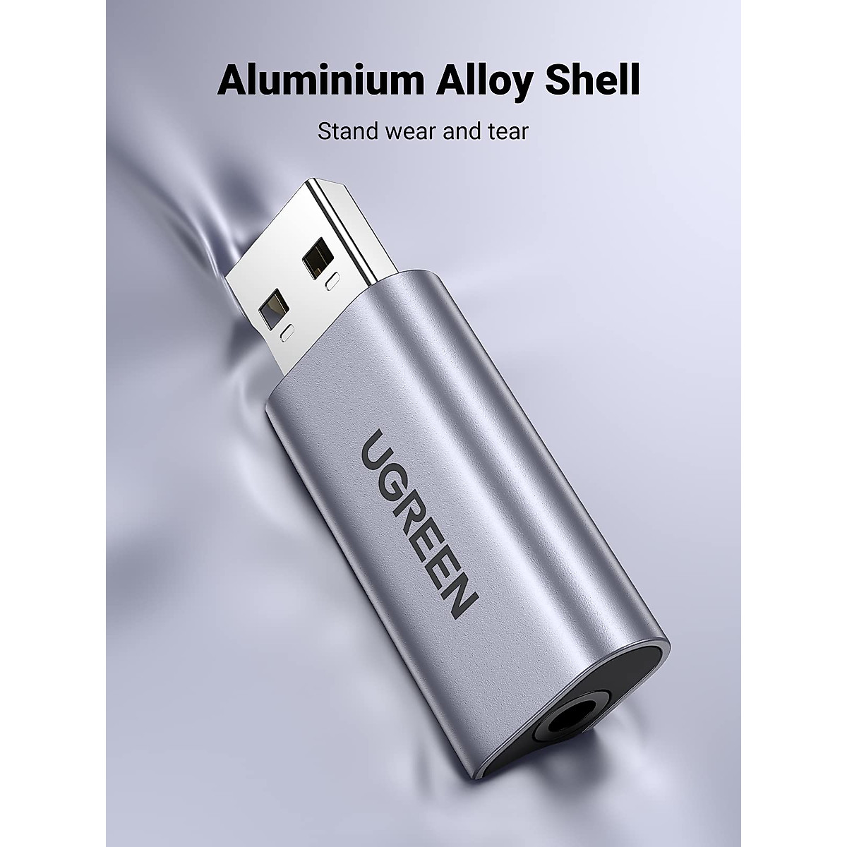 UGREEN USB to Audio Jack USB External Sound Card 3.5mm Audio Adapter 2 in 1 USB A to Aux TRRS Headphone Adapter Microphone Stereo Jack Aluminum Compatible with PS5 PC Windows Mac Linux Laptop Desktop