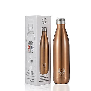 Stainless Steel Double Walled Water Bottle, Vacuum-Insulated Water Thermos 750 ML Copper