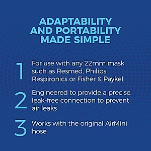 AirMini Pro Hose Connector by Snugell | Connect AirMini Original Hose to Any 22 mm Nasal Mask or Full Face Mask Model| Portable Travel Friendly Size | for AirMini Original Tubing