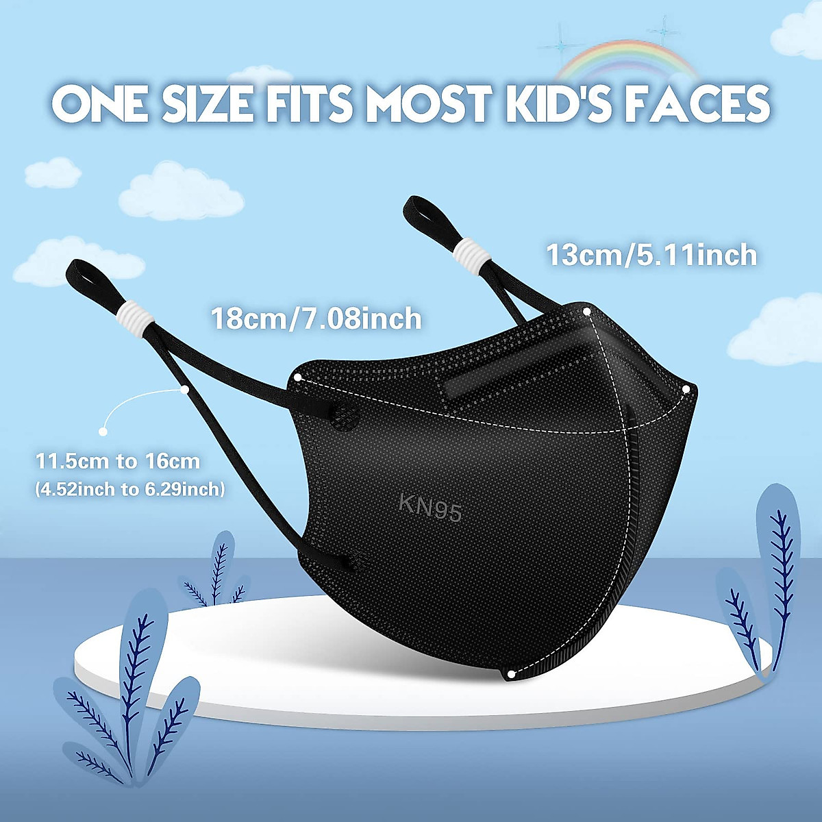 WWDOLL Kids KN95 Face Mask 25 Pack, 5-Layers Breathable KN95 Masks for Children, Black