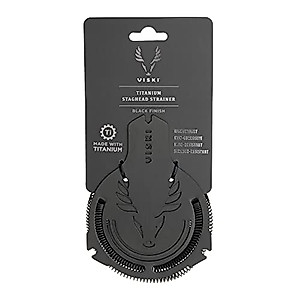 Viski Hawthorne Laser Cut Cocktail Strainer for Drinks with Springs and Scratch Resistant Titanium Finish-Set of 1, Black-Staghead