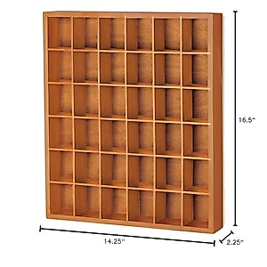 Jumbl Wood Shot Glass Wall Curio Display Case - Natural,16.5"
