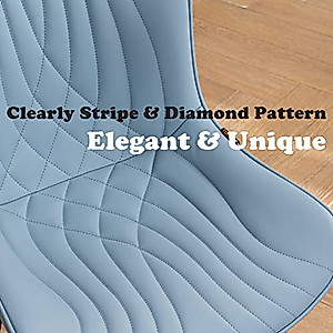 YOUTASTE Office Chair Modern Armless Desk Chair, Height Adjustable Swivel Rocking Computer Task Chair, Faux Leather Sewing Chairs with Wheels, Stylish Lounge Vanity Chair,Blue