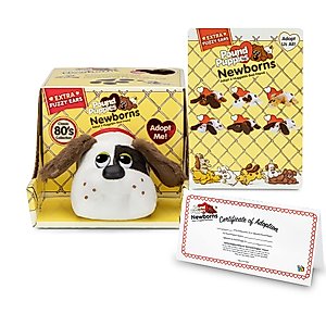Pound Puppies Newborns Plush - White with Dark Brown Spots (Fuzzy Ears)