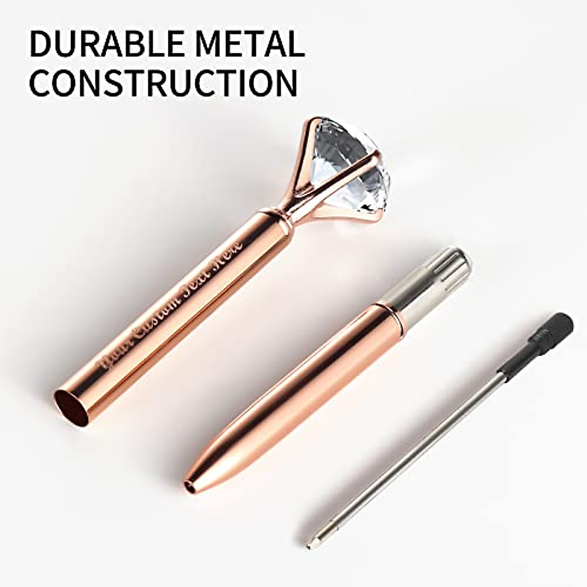 HH-STUDIO CUSTOM Rose Gold Diamond Ballpoint Pens with Big Colorful Diamond Bling Metal Ballpoint Pen Office Supplies Gift Pens For Christmas Wedding Birthday, ROSGOLD