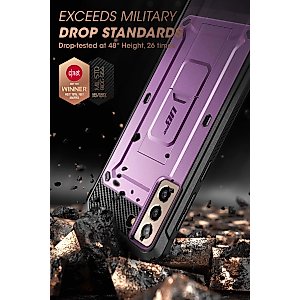 SUPCASE for Samsung Galaxy S21 5G Case with Satnd (Unicorn Beetle Pro), [Built-in Belt Clip] Heavy Duty Shockproof Protective Phone Case without Built-in Screen Protector for Galaxy S21, Violte