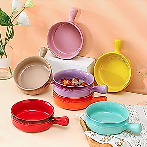 ramen bowl set,fruit bowl,ramen bowl,large serving bowls,Ceramic with Handle,Single Ramen Bowl for One Person,Small Pho Bowl,Round Baking Dish Oven Safe-red-20x15x5cm (Color : Blue, Size : 20x15x5cm