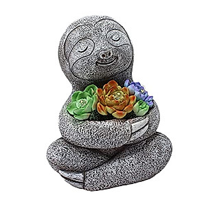 gazechimp Garden Statue Solar Lights Sloth Succulent Shape for Courtyard Patio Pathway Outdoor