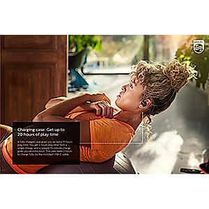 Philips A5205 Wireless Sports Earbuds, IPX7 Waterproof, in-Ear True Wireless Bluetooth 5.1 Headphones, USB-C Charging, Detachable earhooks, Up to 20 Hours of Playtime, TAA5205BK