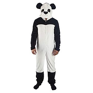 Seven Times Six Panda Bear Adult Black and White Union Suit Pajama Sleepwear with Detachable Mask Hood (XX-Large)