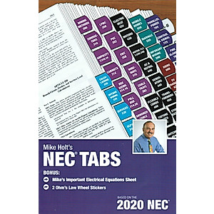 2020 Mike Holt's NEC Tabs (Color Coded) with 2 Ohm's Law Stickers and Electrical Equations Poster - 2020 Edition