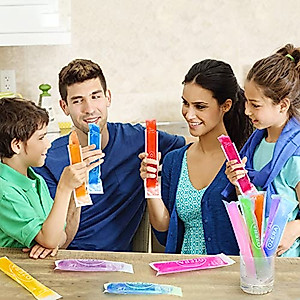 300 Pack Popsicle Bags, Ice Pop Bags for Kids Adults, Disposable Freeze Pops Bags DIY Popsicle Pouches Yogurt Tubes, Healthy Snacks Fruit Smoothies and Ice Party Favors with Funnel