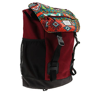 HOOEY Topper 30 Liter School Hiking Backpack Rain Cover Hat Strap Laptop Sleeve Drawstring Closure (Burgundy/Black/Grey)