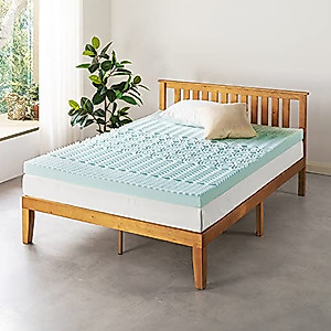 Mellow 4 Inch 5-Zone Memory Foam Mattress Topper, Cooling Gel Infusion, Queen