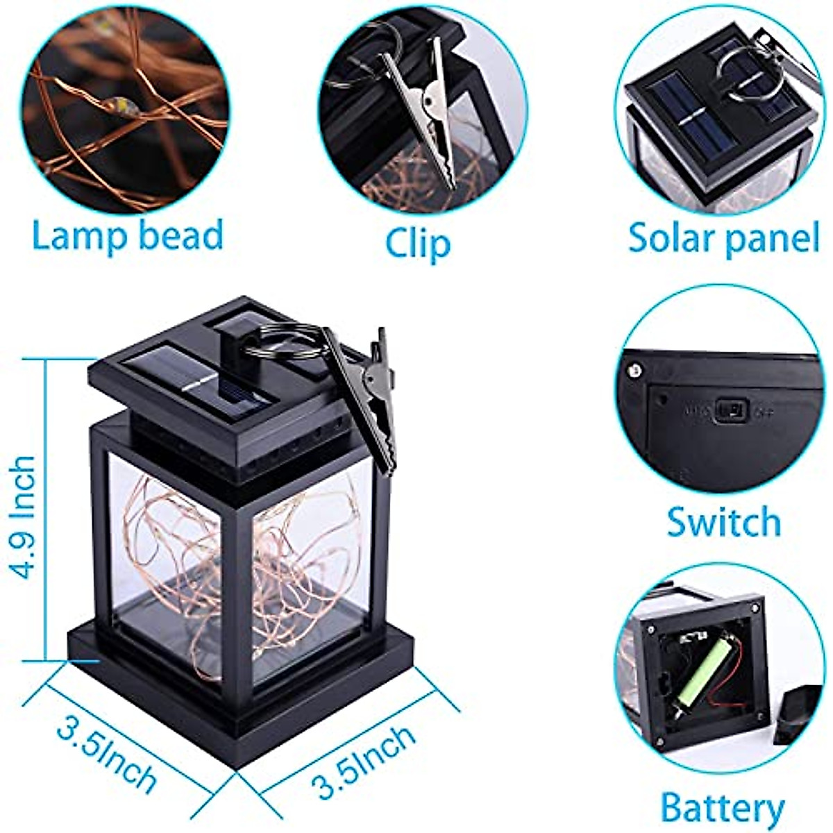 JHBOX Solar Lanterns Outdoor Waterproof Hanging Solar Lantern Lamp 30 LED Solar Tree Lights Outdoor, Solar Camping Lights, Lantern Decorative for Patio Yard Camping Garden Christmas Decor ( 1 Pack )