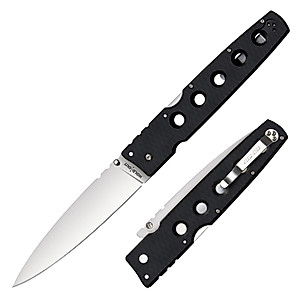 COLD STEEL Hold Out 6" S35VN Plain Blade 7.2" G-10 Handle Everyday Carry Pocket Folding Knife w/Tri-Ad Lock, Pocket Clip