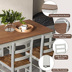 Giantex Dining Table Set for 4, Dining Room Table Set for 4, Breakfast Nook with Kitchen Table, 4 Dining Chairs, Compact Space-Saving Dinette Set for Small Space, Kitchen Table Chairs Set of 4 (Brown)