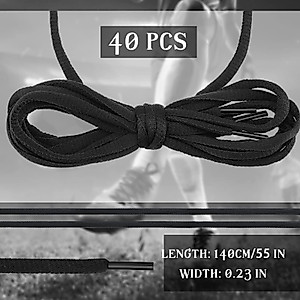 Xinnun 40 Pairs Oval Shoes Laces Bulk 1/4" Half Round Shoe Laces for Sneakers Black White Gray Colorful Shoelaces (Black, 47 Inch)