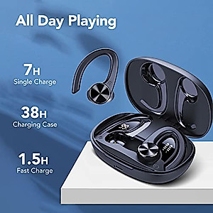 Bluetooth Headphones, Ear Buds Wireless Bluetooth Earbuds with Deep Bass, 45H Playtime, Bluetooth 5.3 Earbuds with LED Display, Built-in Mic, IPX7 Waterproof Over Ear Earphones for Sports Running