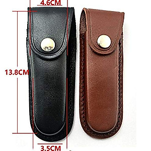 Aibote Folding Blade Knife Sheath Hunting Holster Carrying Leather Holder Sheaths Scabbard Pouch Bag for Swiss Army Knife Tactical Foldable Knives (Brown)