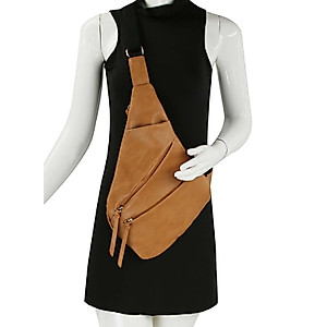 Fashion Sling Bag Crossbody Vegan Leather Daypack Men Women by Metro Muse (Black)