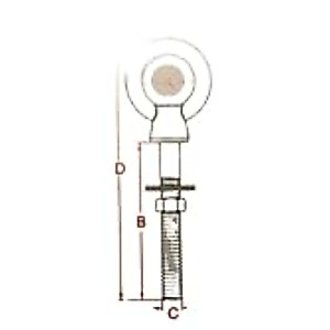 US STAINLESS 2 Pieces Stainless Steel 316 (Shape Type 307) Lifting Eye Bolt 3/8" UNC x 120mm Marine Grade Pitch of 16