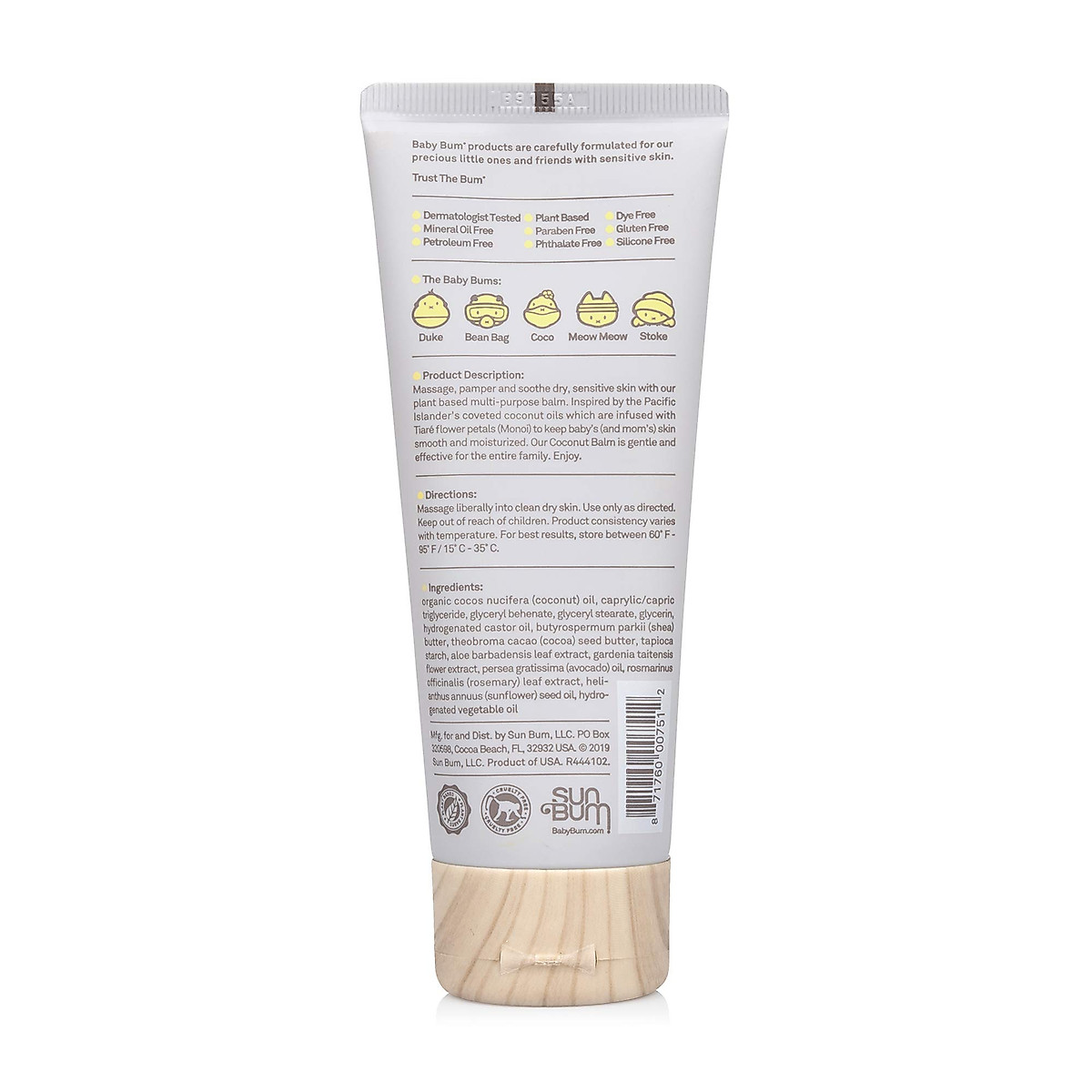 Baby Bum Monoi Coconut Balm | Natural Multipurpose Moisturizing Coconut Oil for Sensitive Skin with Shea and Cocoa Butter| Natural Fragrance | Gluten Free and Vegan | 3 Oz