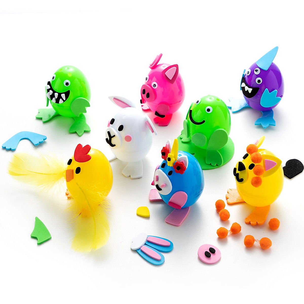 JOYIN 12 Sets Easter Eggs Decorating Craft Kit Toy for Kids, Easter DIY Animal Foam Craft Kits with Easter Eggs for Kids Easter Eggs Art Crafts Activities Easter Decorations, Easter Party Favors