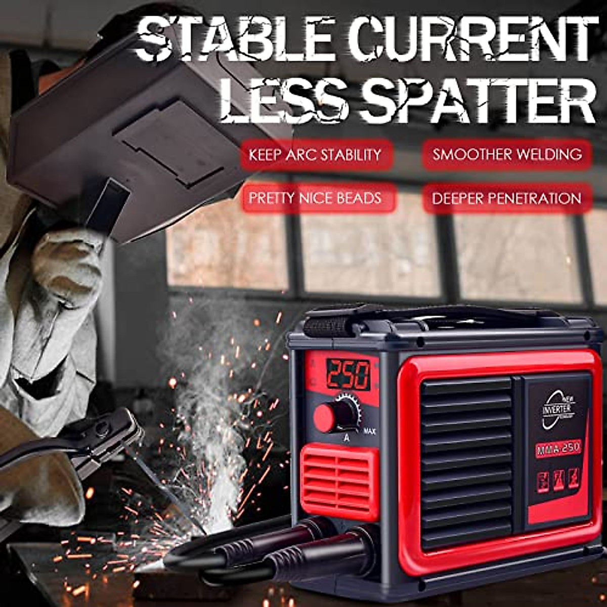 Welding Machine, Upgraded MMA-250A 110V Welder Machine,Portable Stick Welder IGBT Digital Display LCD,Home DIY Arc Welder,Hot Start Arc Force Anti-stick Mini Welder