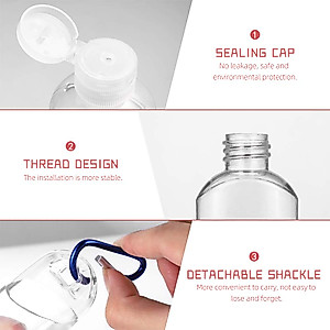 Refillable Travel Bottles Containers with-Clip - XMWangzi, with Filp or Nozzle, Empty Plastic Bottles, Filled with Cosmetic Oil Hand Sanitizer, Suitable for Home Office Outdoor (5 PCs)