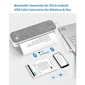 JADENS Wireless Portable Printer - Supports 8.26"x11.69" US Letter, Inkless Mobile Printer Compatible with iOS, Android & Laptop, Portable Printers Wireless for Travel, Mobile Office, School, Home