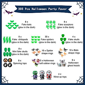 407 Pieces Halloween Toys Bulk Assortment for Halloween Party Favors Halloween Prizes for Halloween Trick or Treat Toys Trinkets Goodie Bag Fillers Halloween Pinata Stuffers, 28 Styles