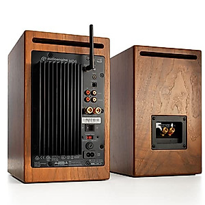 Audioengine HD6 150W Powered Bookshelf Stereo Speakers | Home Music System w/aptX HD Bluetooth, AUX Audio, Optical, RCA, 24-bit DAC (Walnut)