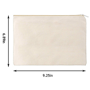 Juinelate 10 Pack Large Blank Canvas Makeup Multi-Purpose Cosmetics Bag with Zipper, Beige